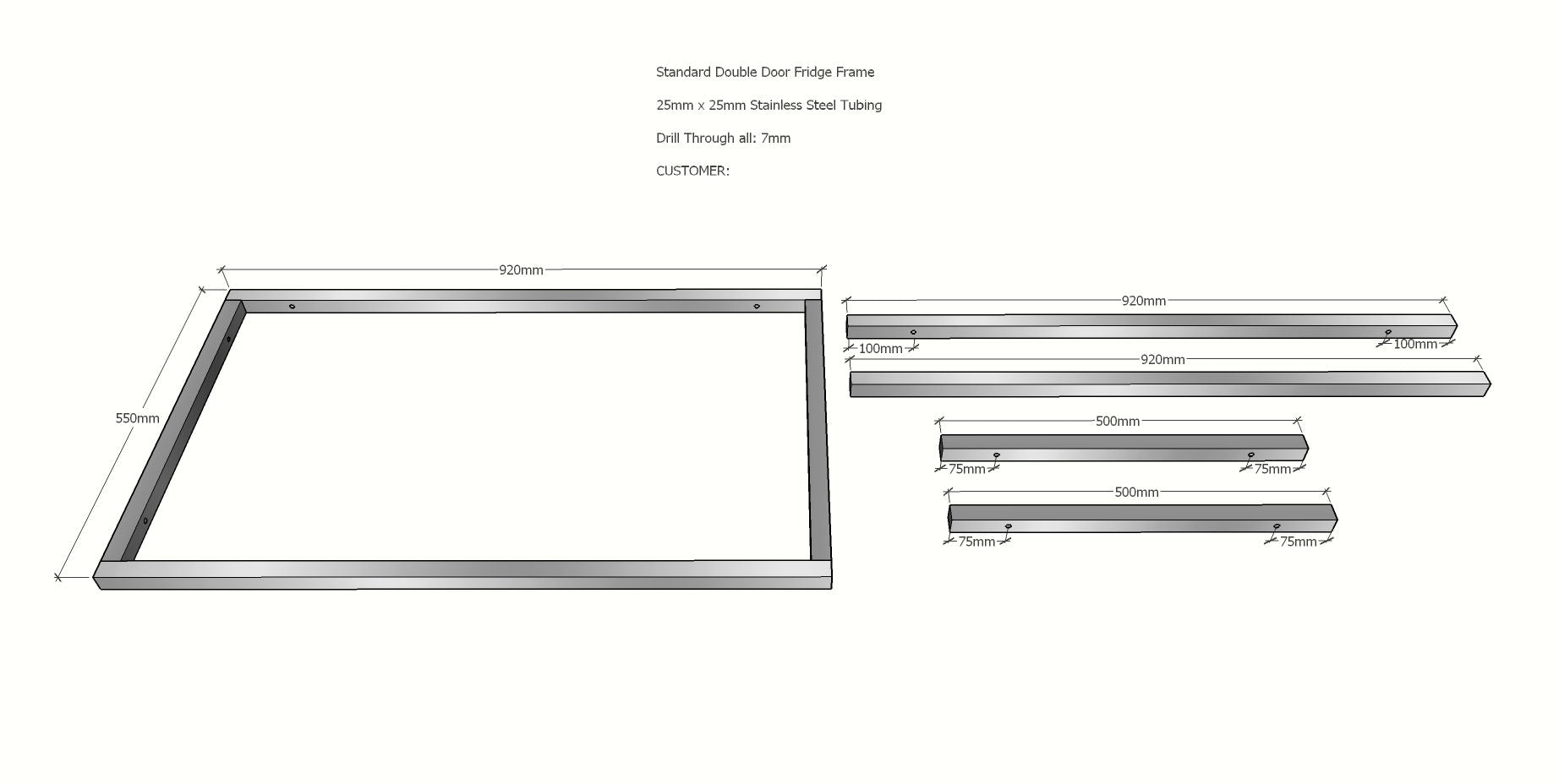 Fridge Frame 940mm W x 550mm D x 25mm H – BBQsAustralia