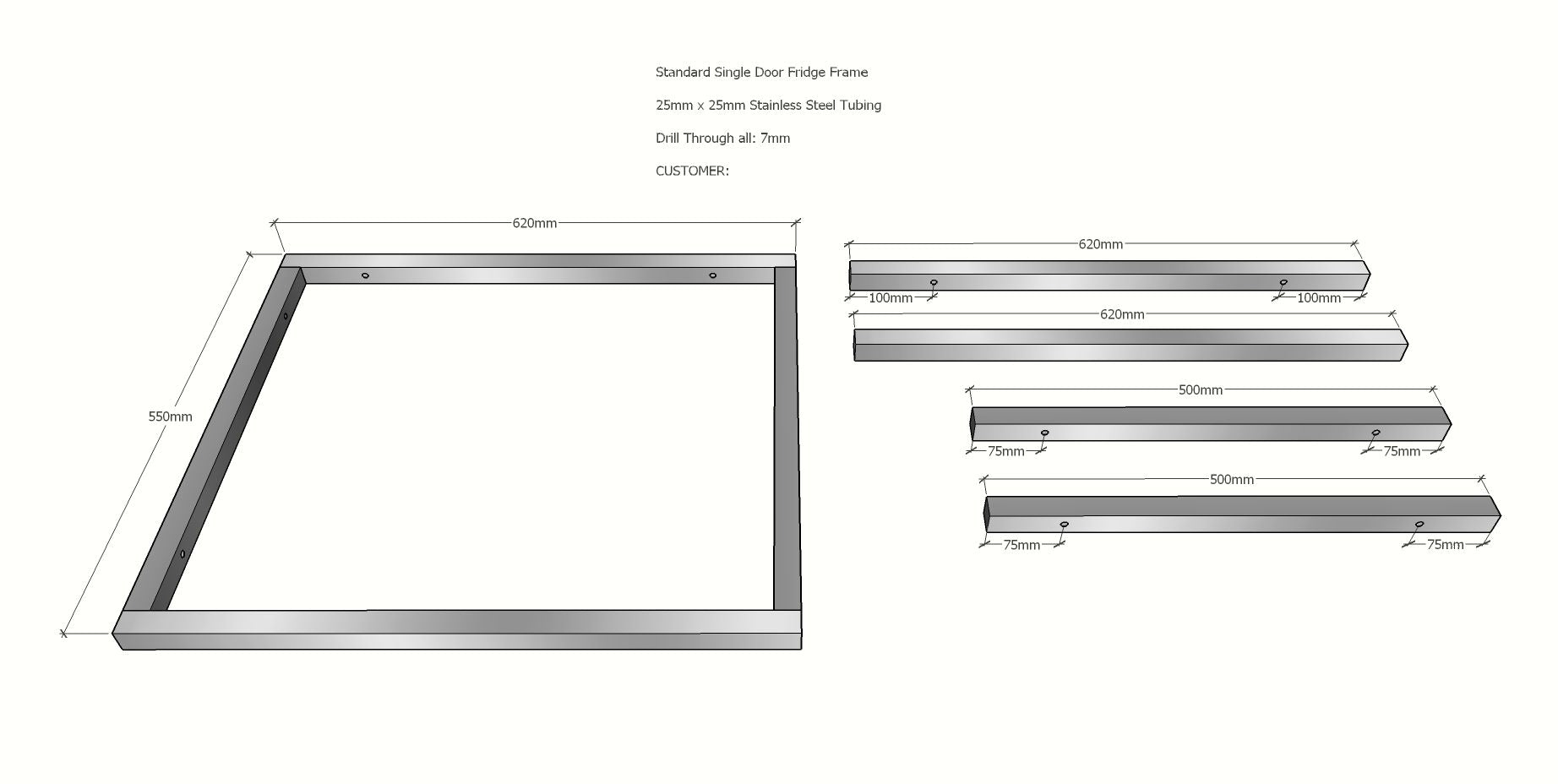 Fridge Frame 640mm W x 550mm D x 25mm H – BBQsAustralia